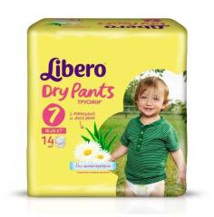 Трусики Libero Dry Pants, 7 (16-26 кг), 14 шт.: 79 ₽, артикул ...
