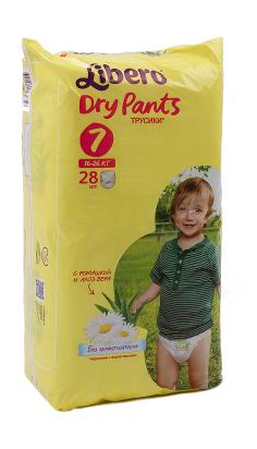 Трусики Libero Dry Pants, 7 (16-26 кг), 28 шт.: 69 ₽, артикул ...