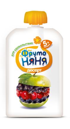Десерт Фрутоняня ябл. вишн. ряб. смор. пауч 90 г: 39.9 ₽, артикул ...