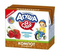 Компот "Агуша Я САМ!" Яблоко-Клубника-Рябина черноплодная 0.0% 200мл ...